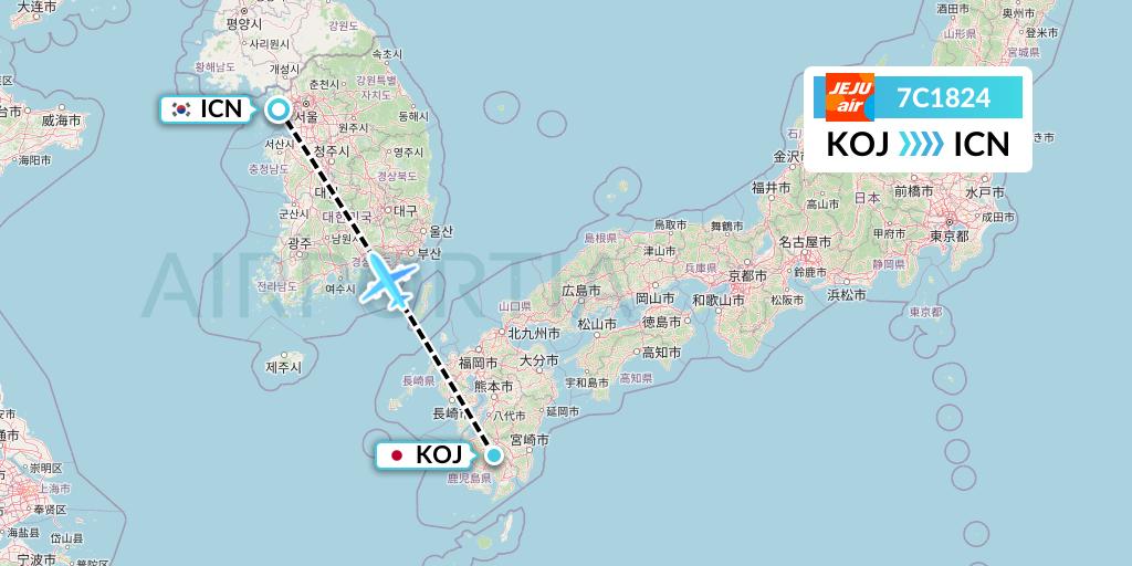 7C1824 Flight Status Jeju Air: Kagoshima to Seoul (JJA1824)