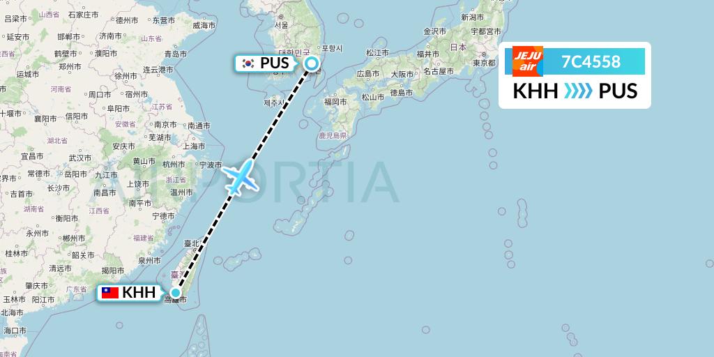 7C4558 Flight Status Jeju Air: Kaohsiung to Busan (JJA4558)