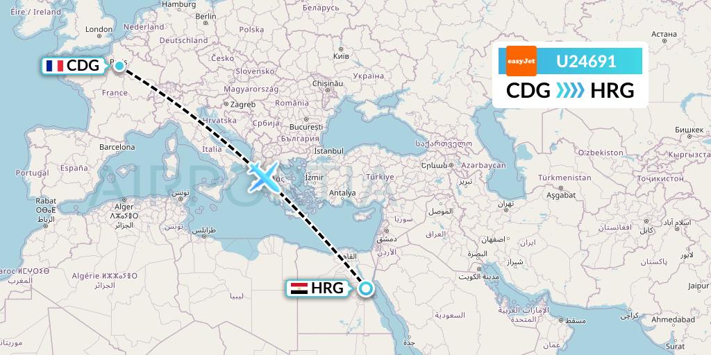 U24691 Flight Status EasyJet: Paris to Hurghada (EZY4691)