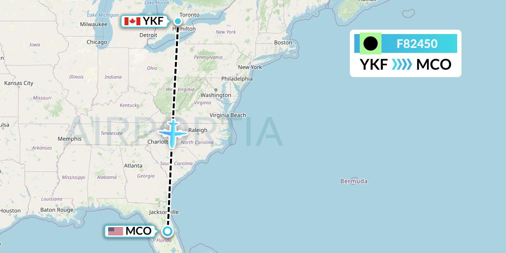 F82450 Flight Status Flair Airlines: Waterloo to Orlando (FLE2450)