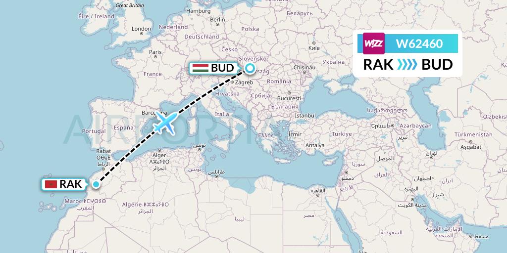 W62460 Flight Status Wizz Air: Marrakesh to Budapest (WZZ2460)