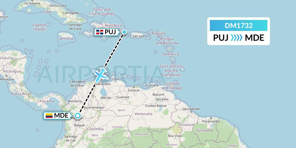 DM1732 Flight Status Arajet: Punta Cana to Medellin (DWI1732)
