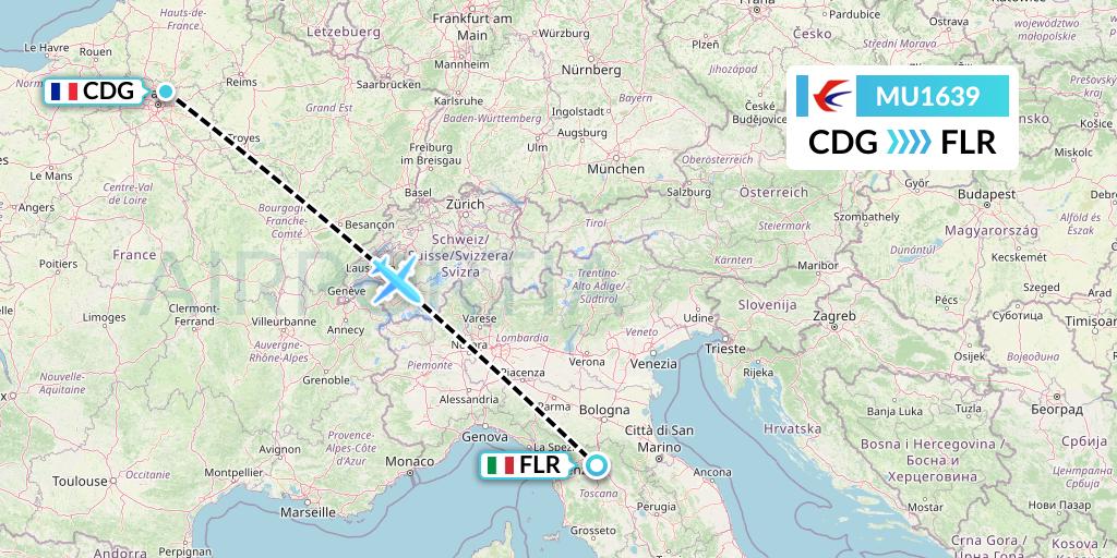 MU1639 Flight Status China Eastern Airlines: Paris to Florence (CES1639)