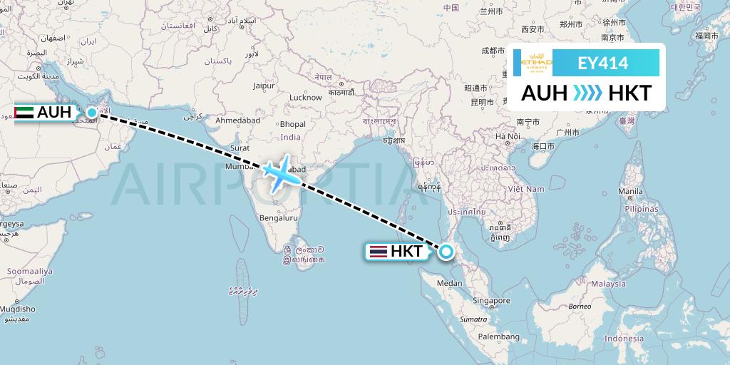 EY414 Flight Status Etihad Airways: Abu Dhabi to Phuket (ETD414)