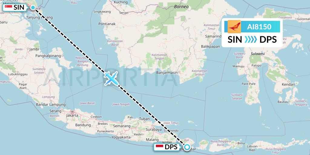 AI8150 Flight Status Air India: Singapore to Denpasar (AIC8150)