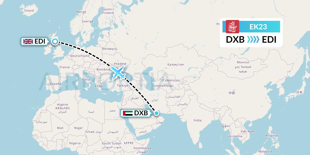 EK23 Flight Status Emirates: Dubai to Edinburgh (UAE23)