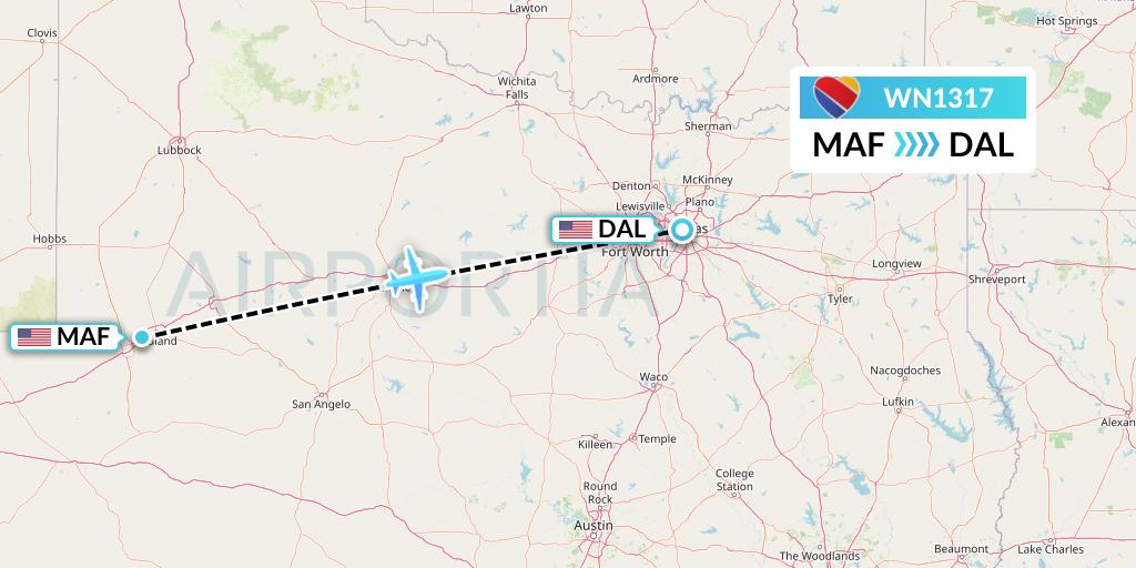 WN1317 Flight Status Southwest Airlines: Midland to Dallas (SWA1317)