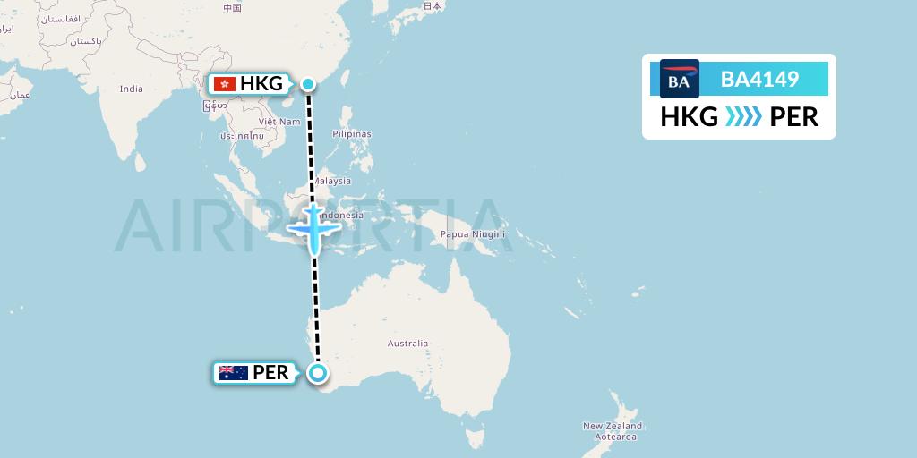 BA4149 Flight Status British Airways: Hong Kong to Perth (BAW4149)