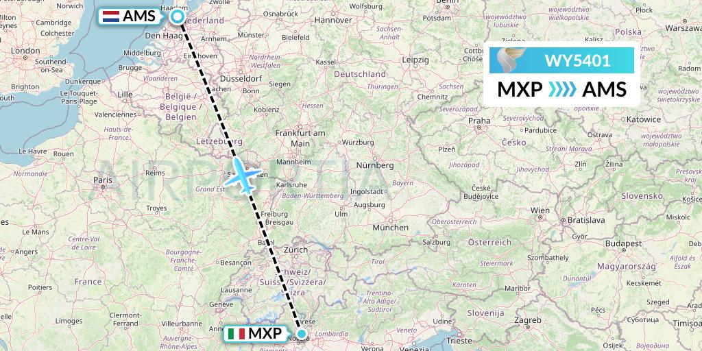 WY5401 Flight Status Oman Air: Milan to Amsterdam (OMA5401)