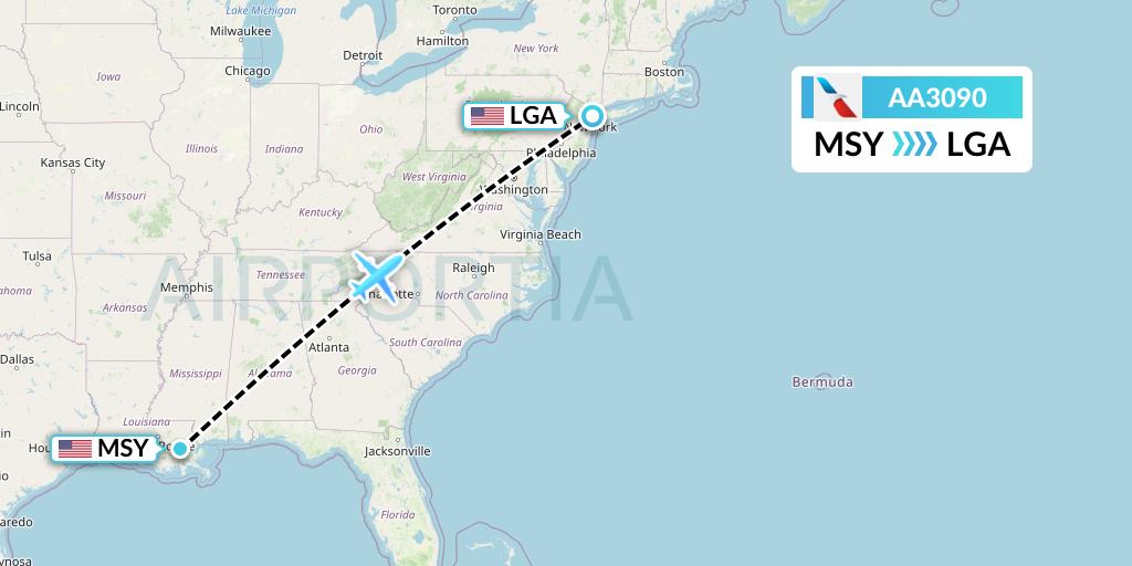 AA3090 Flight Status American Airlines: New Orleans to New York (AAL3090)