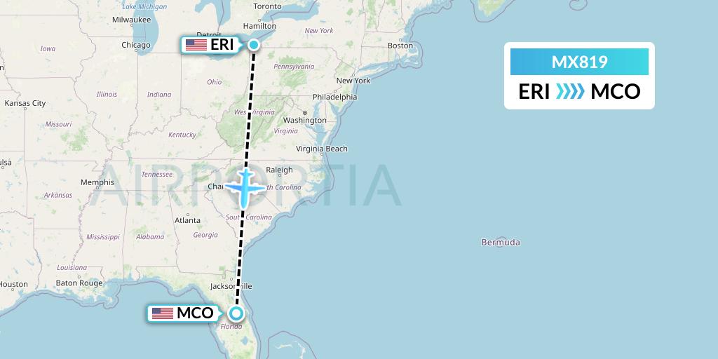 MX819 Flight Status Breeze Airways: Erie to Orlando (MXY819)