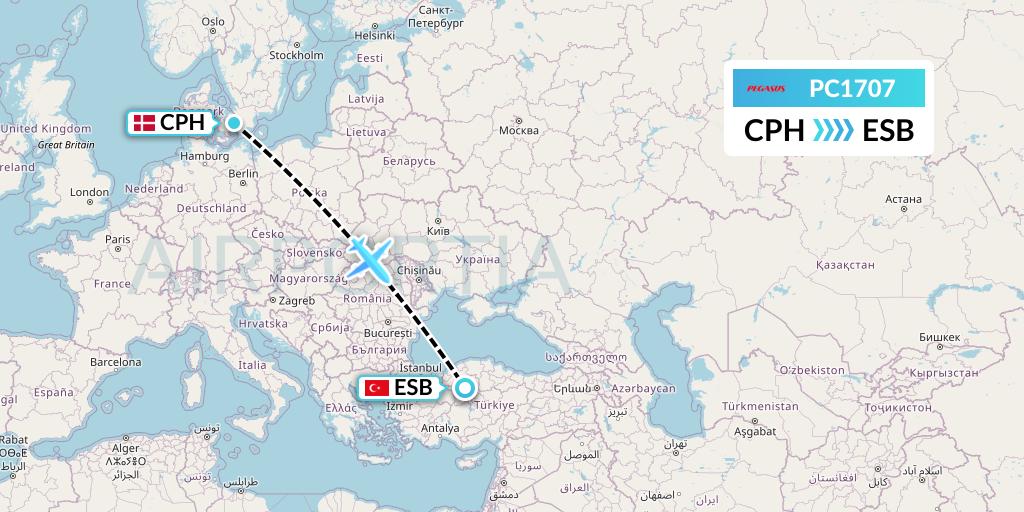 PC1707 Flight Status Pegasus Airlines: Copenhagen to Ankara (PGT1707)