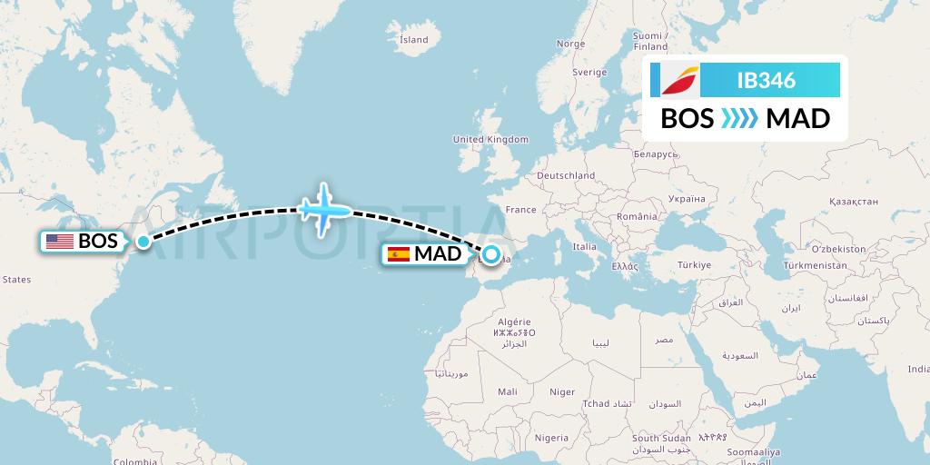 IB346 Flight Status Iberia: Boston to Madrid (IBE346)