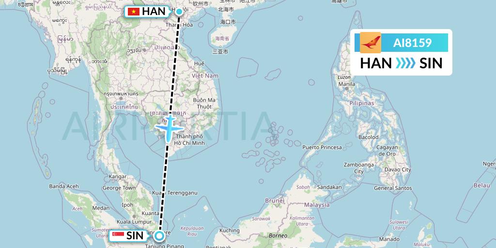 AI8159 Flight Status Air India: Hanoi to Singapore (AIC8159)