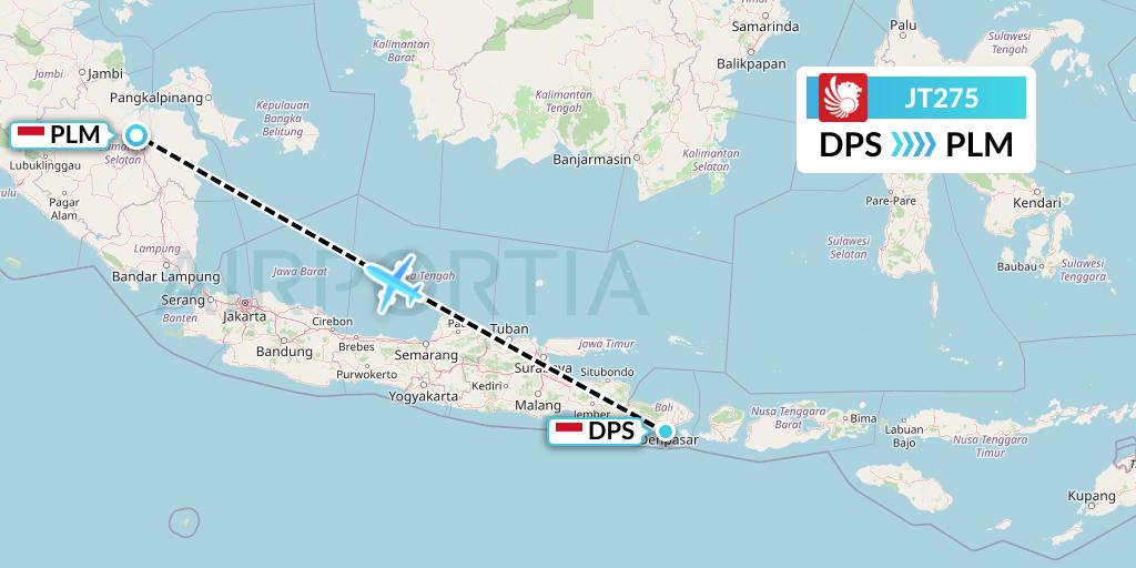 JT275 Flight Status Lion Airlines: Denpasar to Palembang (LNI275)