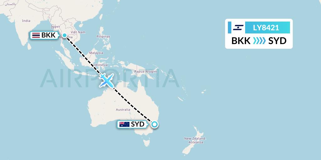 LY8421 Flight Status El Al: Bangkok to Sydney (ELY8421)