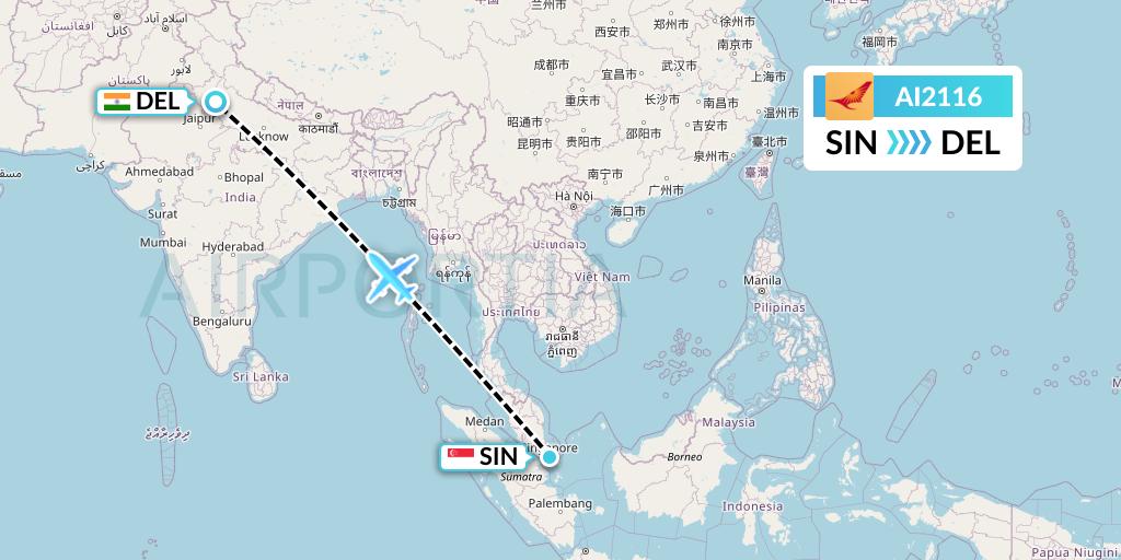 AI2116 Flight Status Air India: Singapore to Delhi (AIC2116)