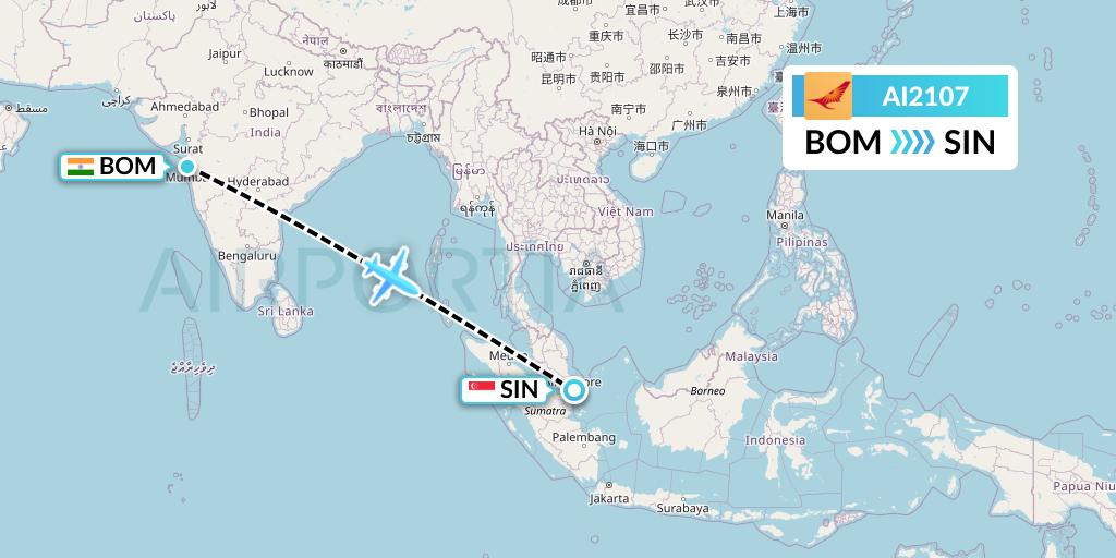 AI2107 Flight Status Air India: Mumbai to Singapore (AIC2107)