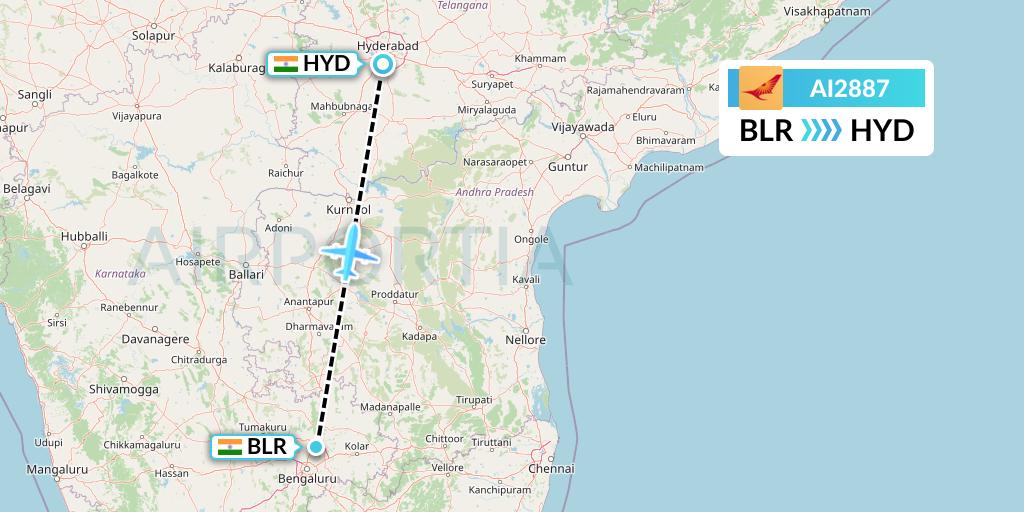 AI2887 Flight Status Air India: Bangalore to Hyderabad (AIC2887)