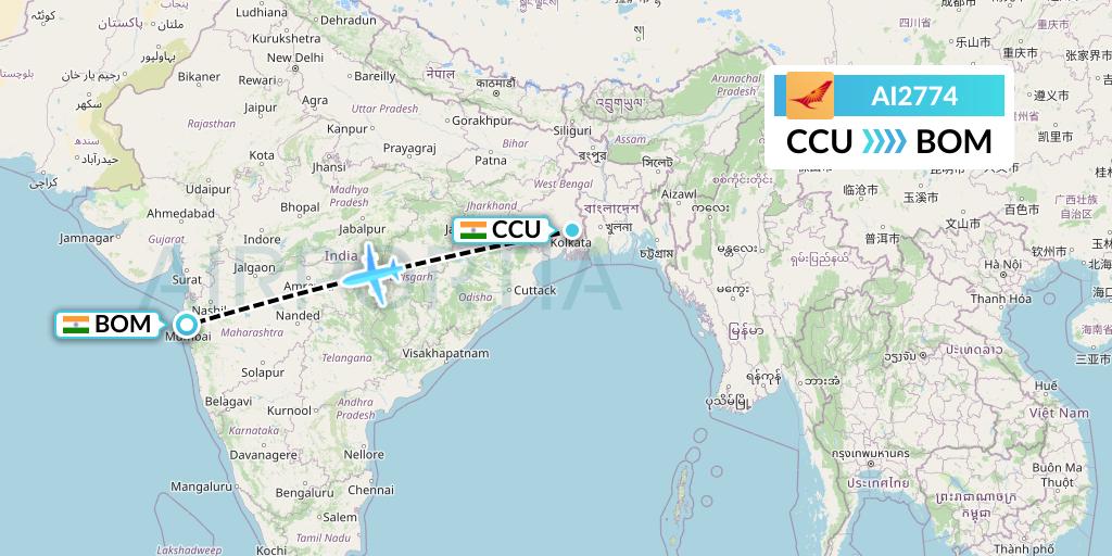 AI2774 Flight Status Air India: Kolkata to Mumbai (AIC2774)