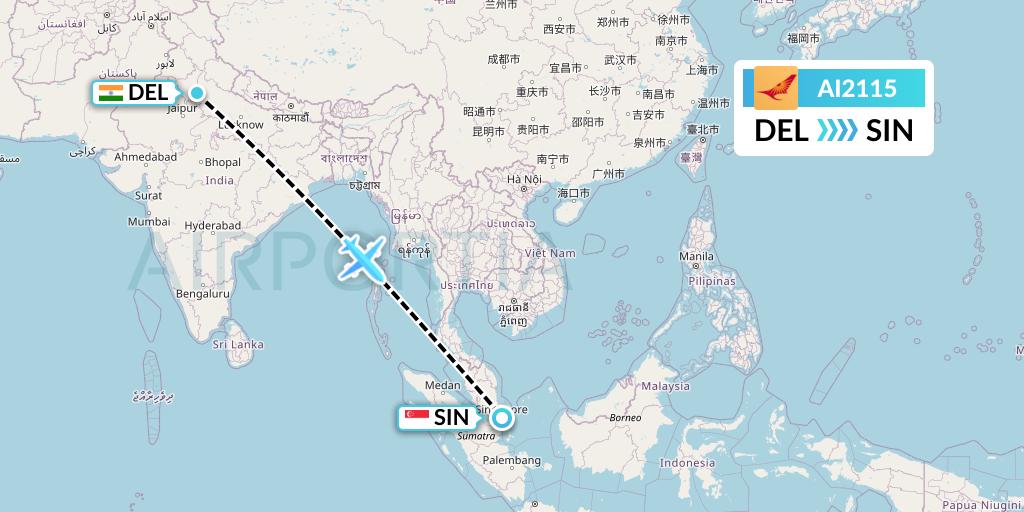 AI2115 Flight Status Air India: Delhi to Singapore (AIC2115)
