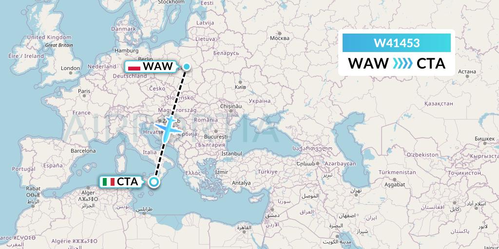 W41453 Flight Status Wizz Air Malta: Warsaw to Catania (WMT1453)