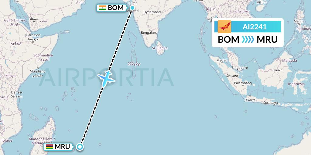 AI2241 Flight Status Air India: Mumbai to Port Louis (AIC2241)