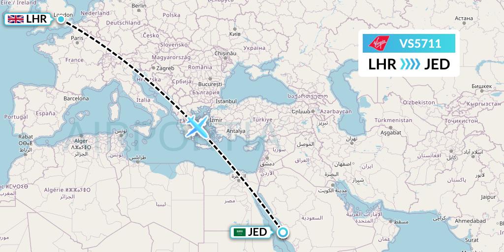 VS5711 Flight Status Virgin Atlantic Airways: London to Jeddah (VIR5711)