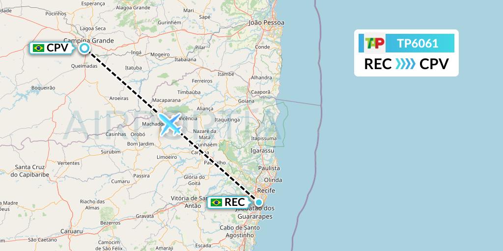 TP6061 Flight Status TAP Portugal: Recife to Campina Grande (TAP6061)