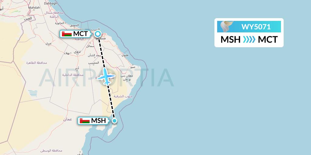 WY5071 Flight Status Oman Air: Masirah to Muscat (OMA5071)