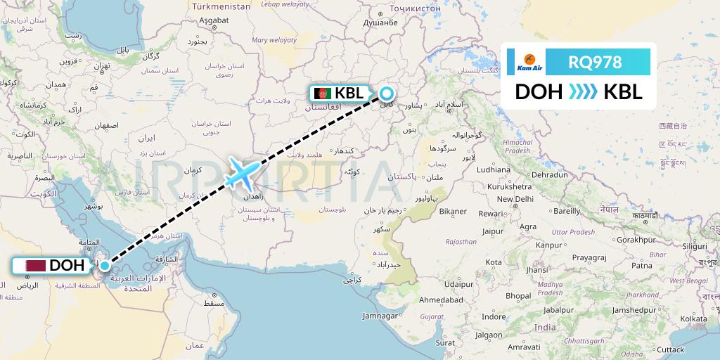 RQ978 Flight Status Kam Air: Doha to Kabul (KMF978)