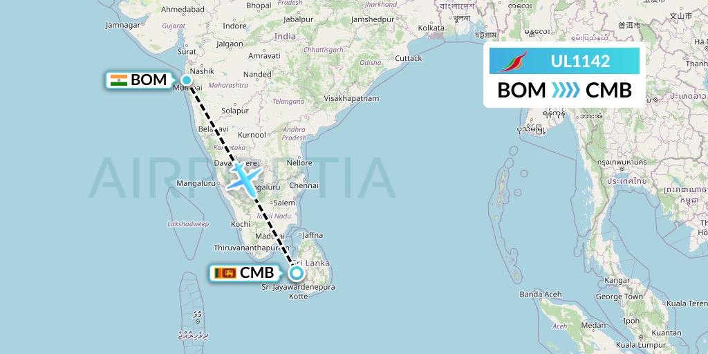 UL1142 Flight Status SriLankan Airlines: Mumbai to Colombo (ALK1142)