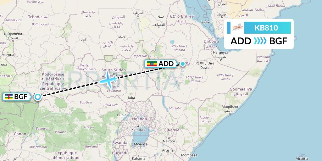KB810 Flight Status Druk Air: Addis Ababa to Bangui (DRK810)