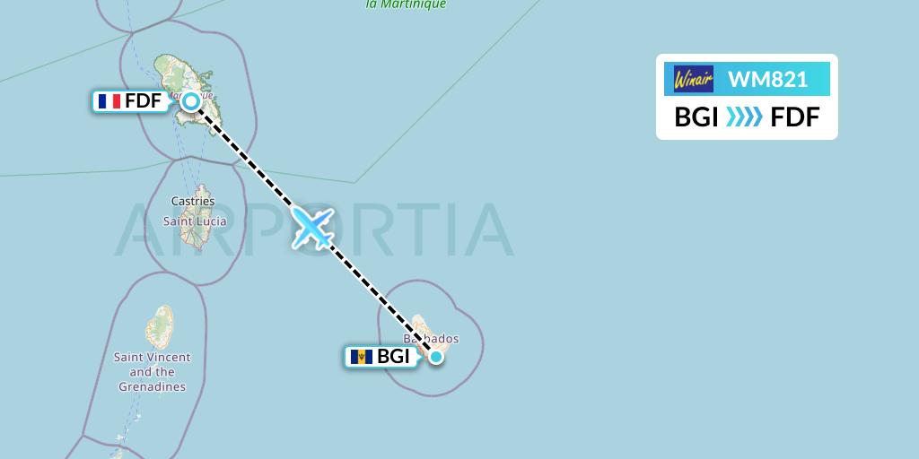 WM821 Flight Status Winair: Bridgetown to Fort-de-France (WIA821)