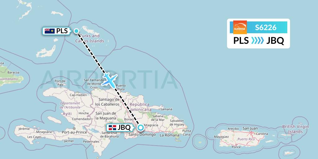 S6226 Flight Status Sunrise Airways: Providenciales to Santo Domingo ...