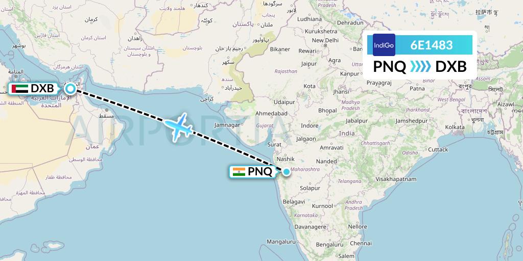 6E1483 Flight Status IndiGo Airlines: Pune to Dubai (IGO1483)