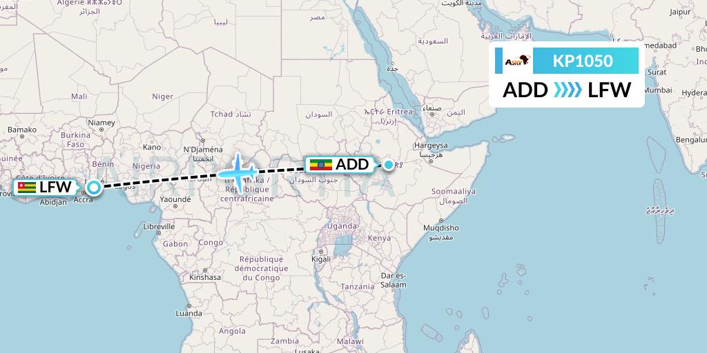 KP1050 Flight Status ASKY: Addis Ababa to Lome (SKK1050)