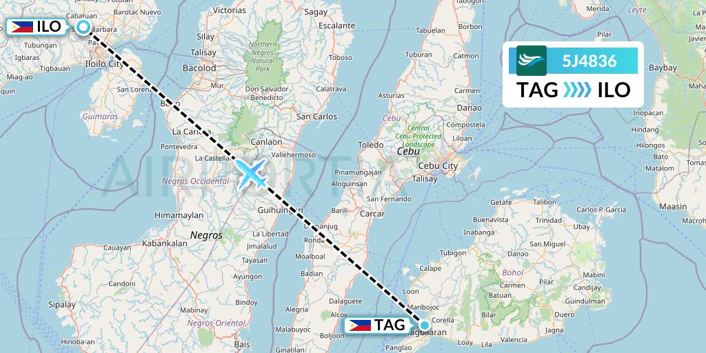 5J4836 Flight Status CEBU Pacific Air: Tagbilaran City to Iloilo (CEB4836)