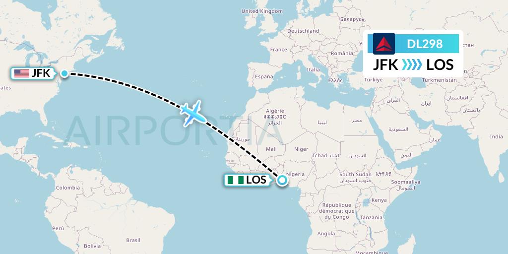 DL298 Flight Status Delta Air Lines: New York to Lagos (DAL298)