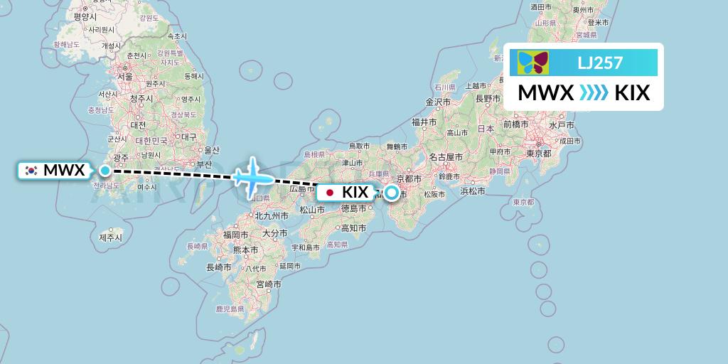 LJ257 Flight Status Jin Air: Muan to Osaka (JNA257)