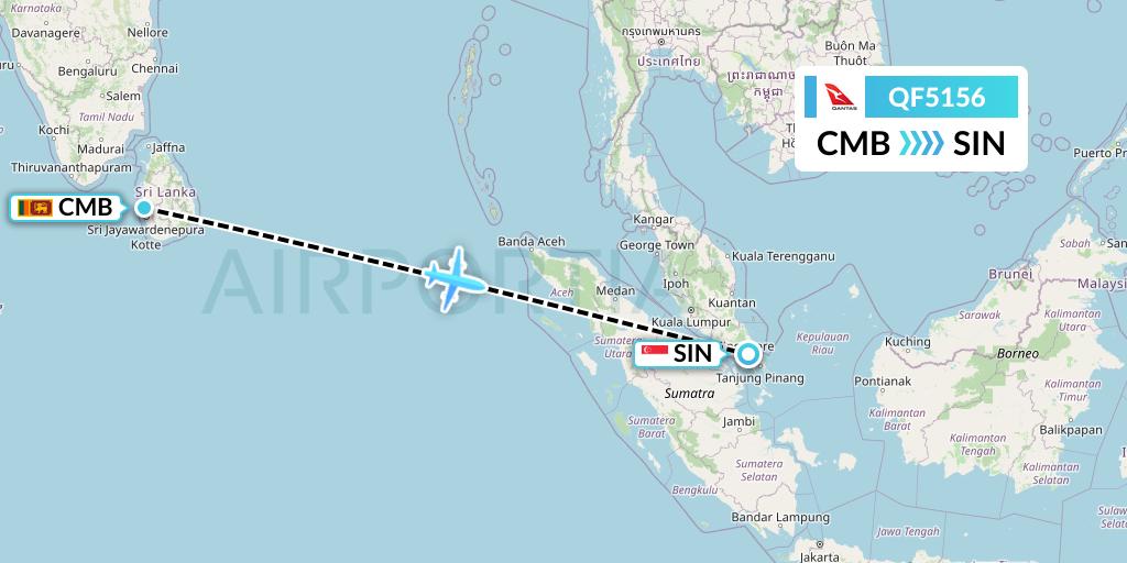 QF5156 Flight Status Qantas: Colombo to Singapore (QFA5156)