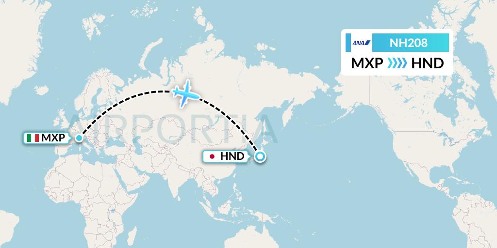 NH208 Flight Status All Nippon Airways: Milan to Tokyo (ANA208)