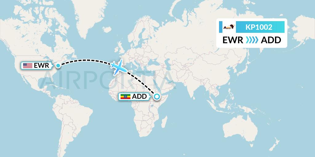 KP1002 Flight Status ASKY: New York to Addis Ababa (SKK1002)