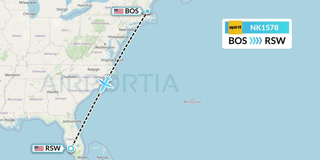 NK1578 Flight Status Spirit Airlines: Boston to Fort Myers (NKS1578)