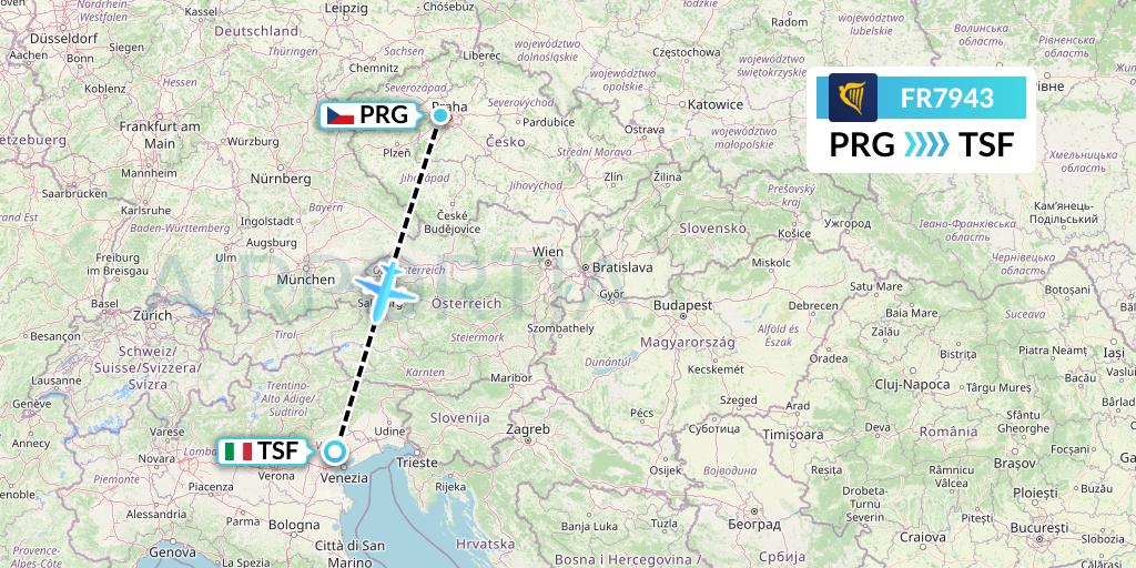 FR7943 Flight Status Ryanair: Prague to Treviso (RYR7943)