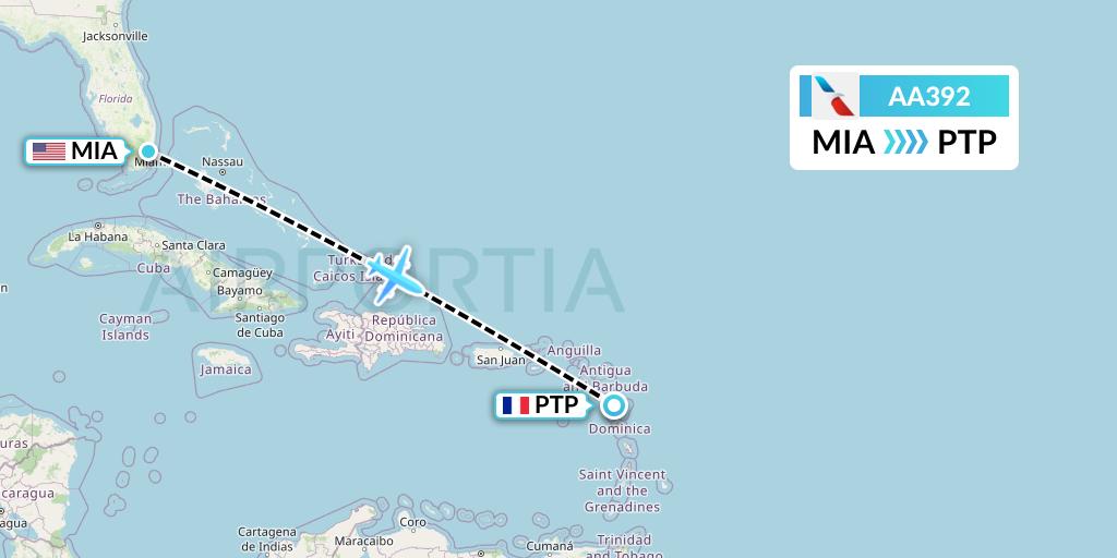 AA392 Flight Status American Airlines: Miami to Pointe-a-Pitre (AAL392)