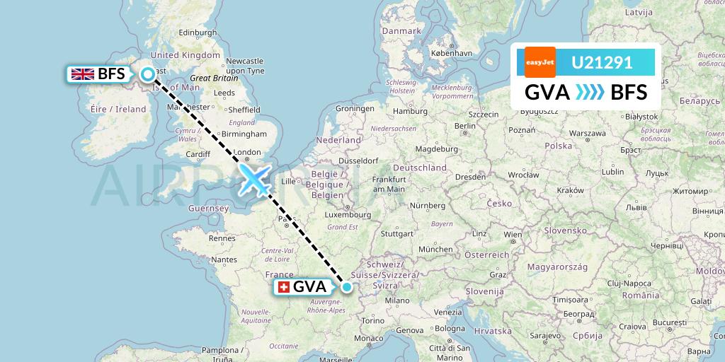 U21291 Flight Status EasyJet: Geneva to Belfast (EZY1291)
