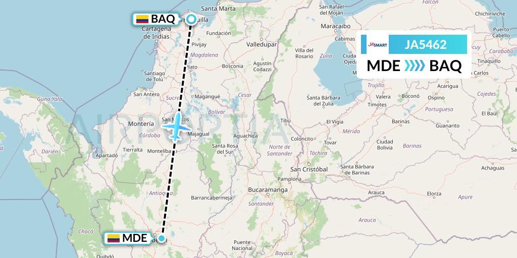 JA5462 Flight Status JetSMART: Medellin to Barranquilla (JAT5462)