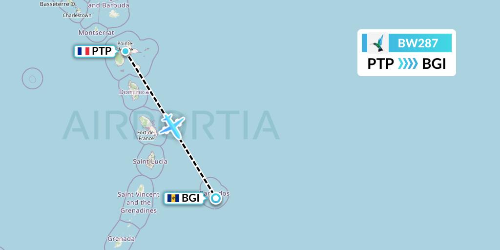 BW287 Flight Status Caribbean Airlines: Pointe-a-Pitre to Bridgetown ...