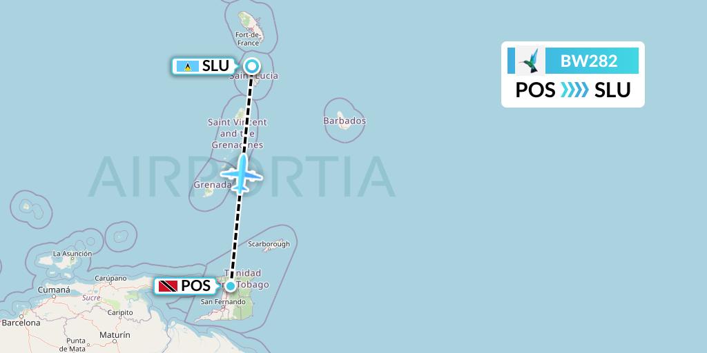 BW282 Flight Status Caribbean Airlines: Port of Spain to Castries (BWA282)